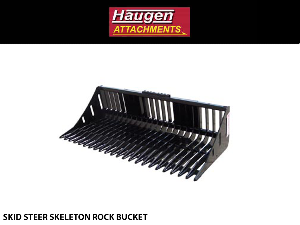 HAUGEN ROCK BUCKETS FOR SKID STEERS